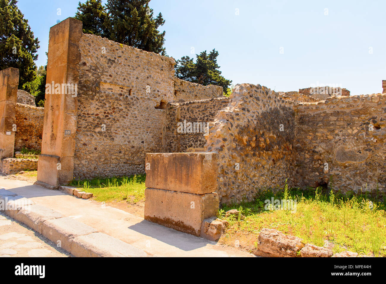 Destroyed architecture of Pompeii, an ancient Roman town destroyed by ...