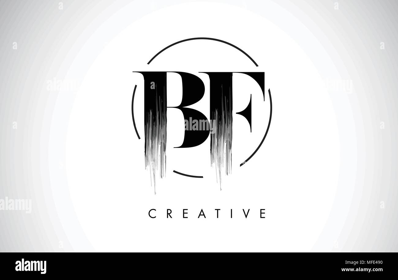 BF Brush Stroke Letter Logo Design. Black Paint Logo Leters Icon with ...