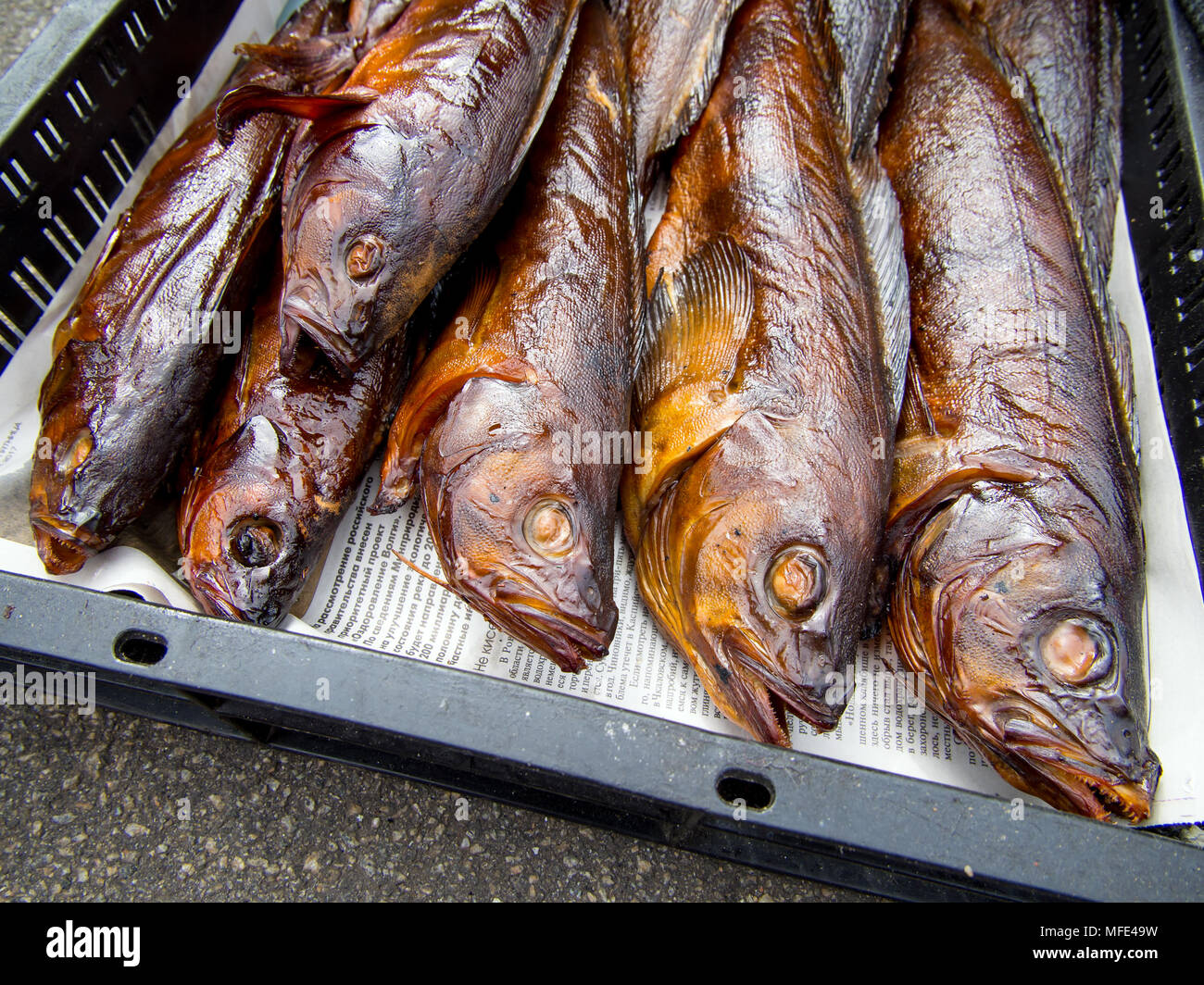 Smoked fish on tray hi-res stock photography and images - Alamy