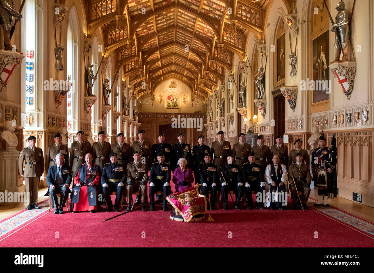Queen Elizabeth II, Colonel-in-Chief of the Royal Tank Regiment, poses ...