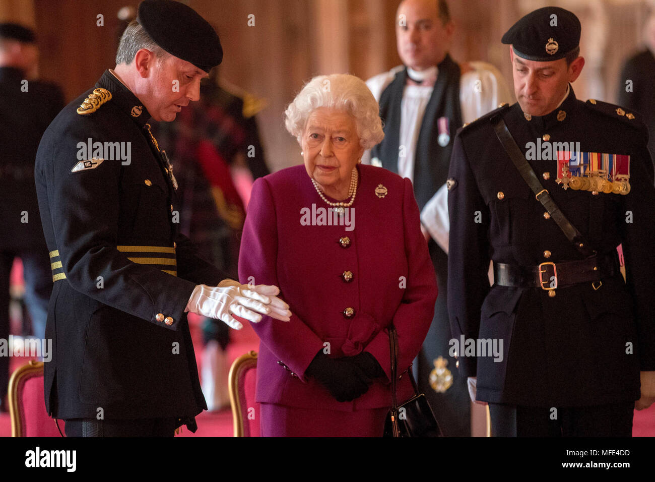Queen Elizabeth II, Colonel-in-Chief of the Royal Tank Regiment, poses ...