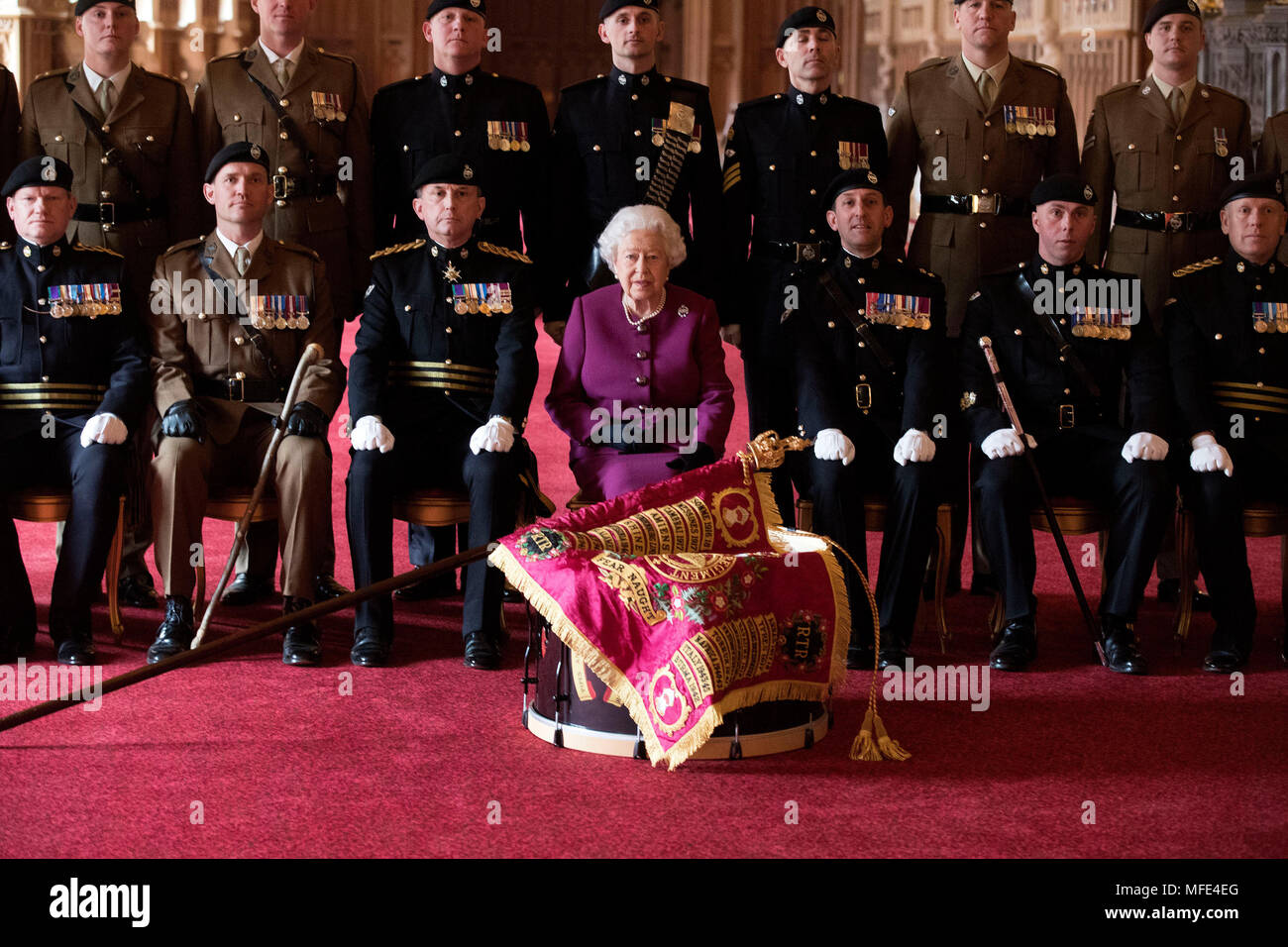 Queen Elizabeth II, Colonel-in-Chief of the Royal Tank Regiment, poses ...