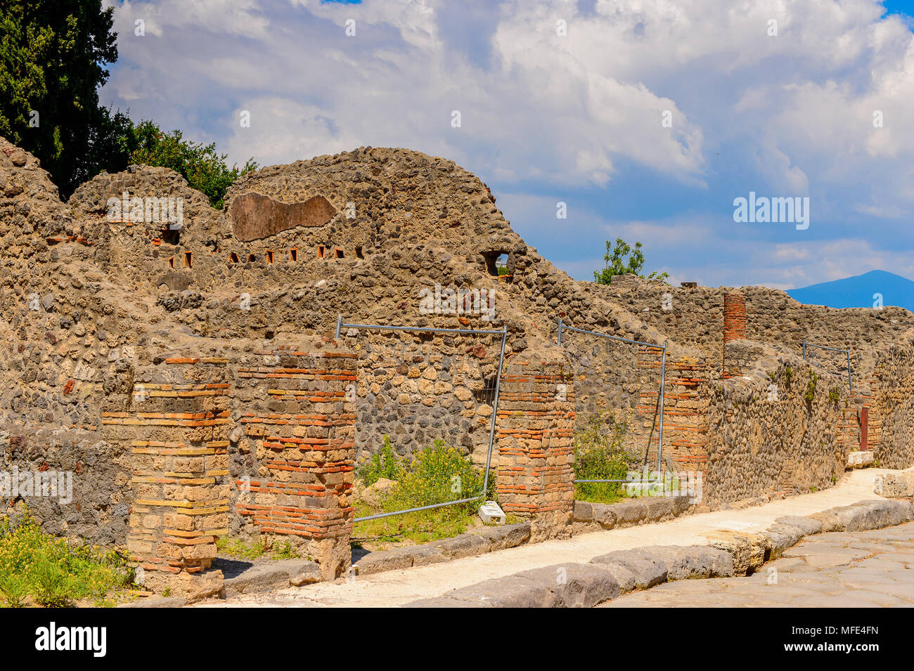 Destroyed architecture of Pompeii, an ancient Roman town destroyed by ...