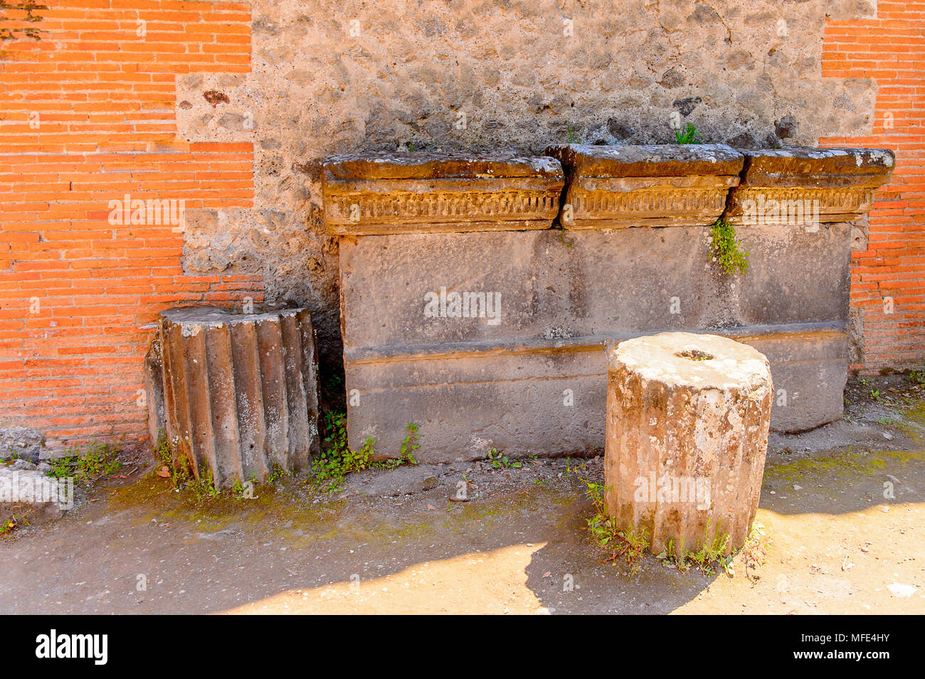 Destroyed architecture of Pompeii, an ancient Roman town destroyed by ...