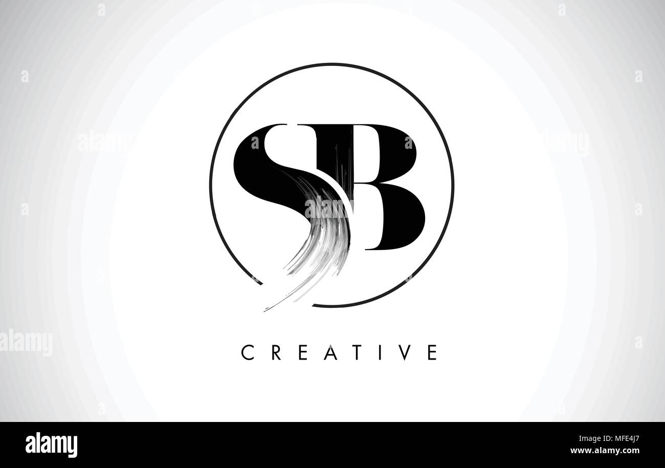 SB Brush Stroke Letter Logo Design. Black Paint Logo Leters Icon with ...