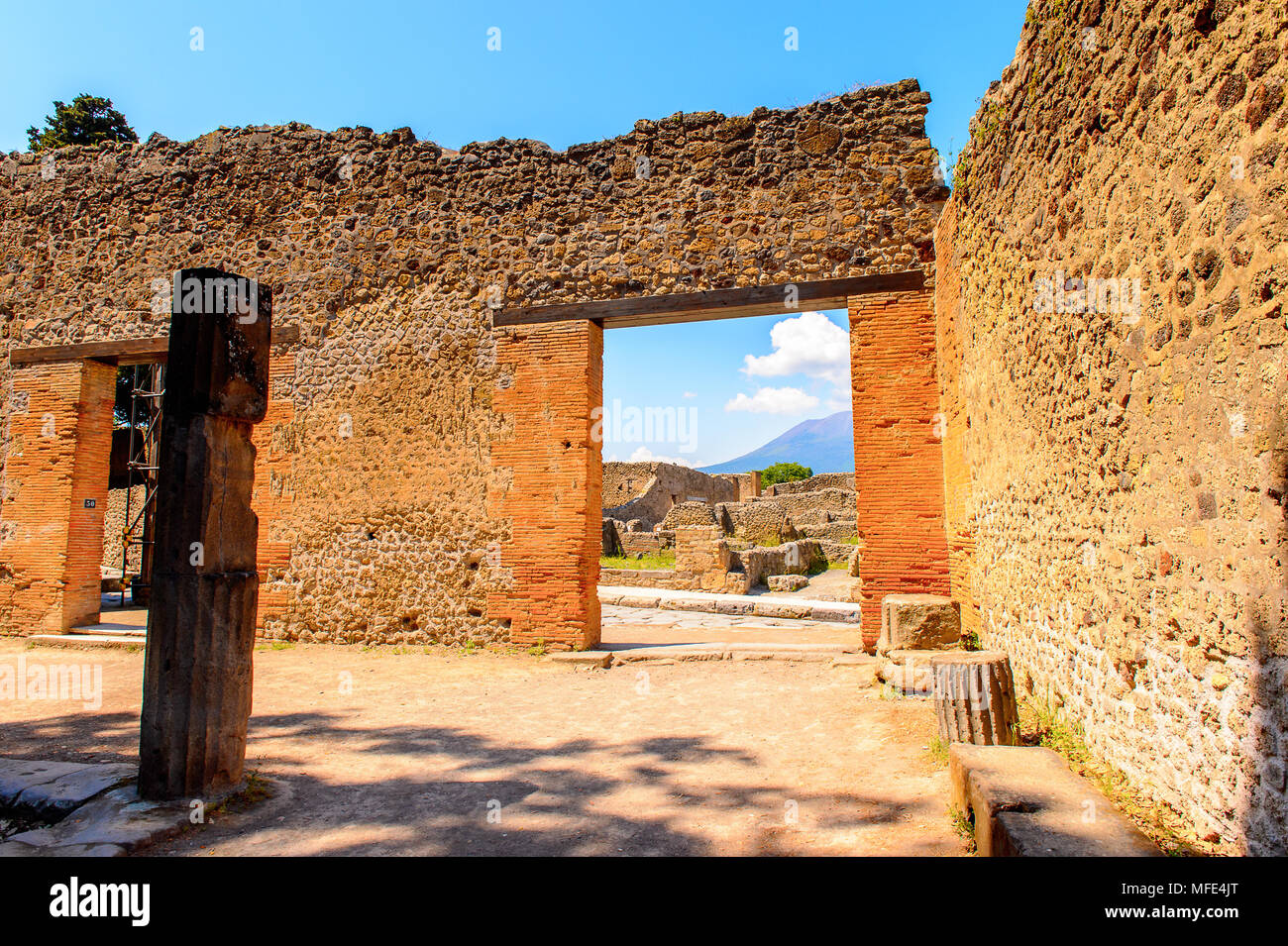 Destroyed architecture of Pompeii, an ancient Roman town destroyed by ...