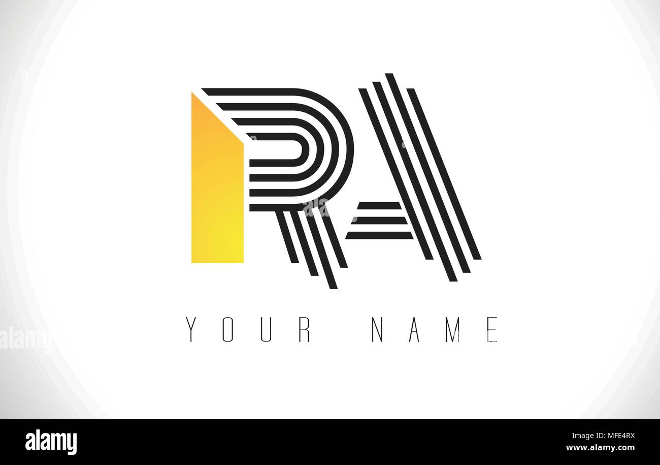 RA Black Lines Letter Logo. Creative Line Letters Design Vector ...