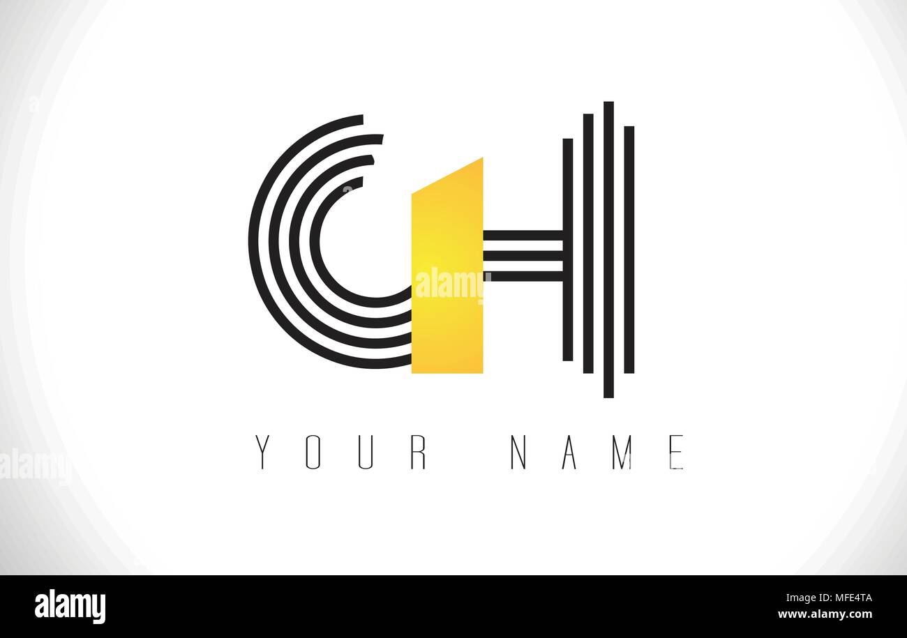 CH Black Lines Letter Logo. Creative Line Letters Design Vector ...