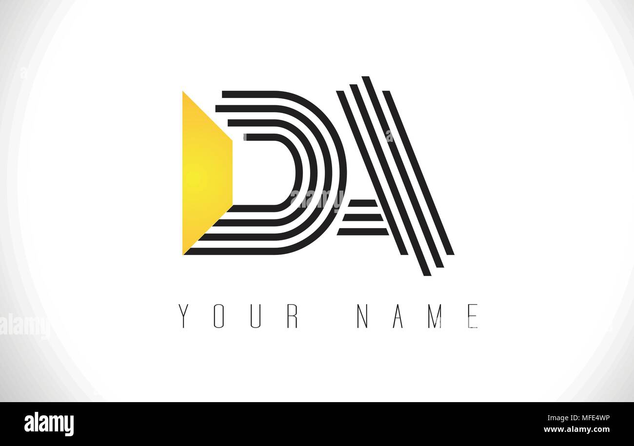 DA Black Lines Letter Logo. Creative Line Letters Design Vector ...