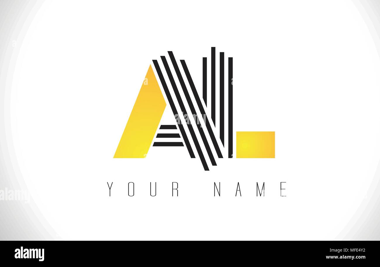AL Black Lines Letter Logo. Creative Line Letters Design Vector ...