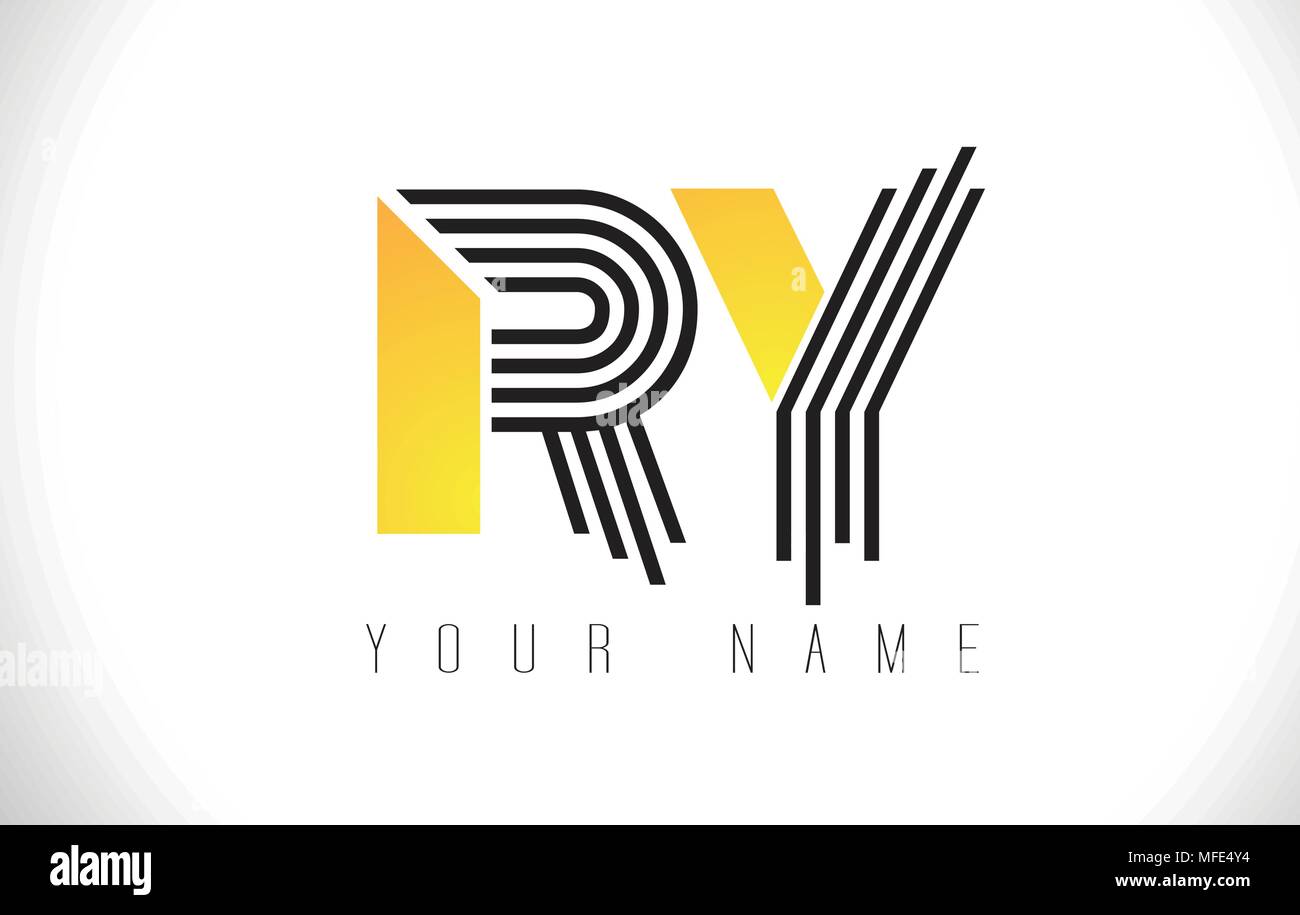 RY Black Lines Letter Logo. Creative Line Letters Design Vector ...