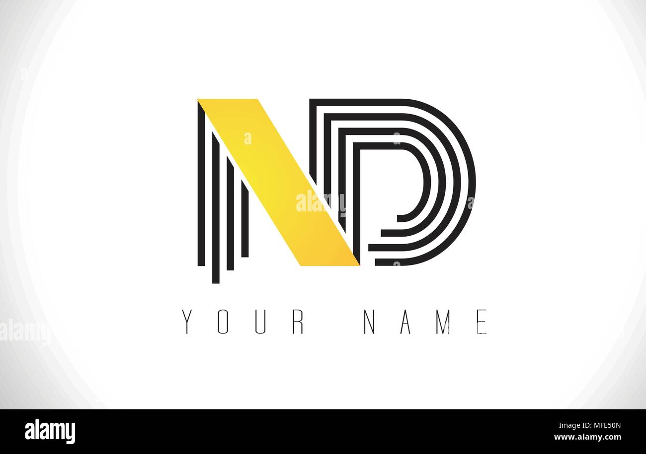 ND Black Lines Letter Logo. Creative Line Letters Design Vector ...
