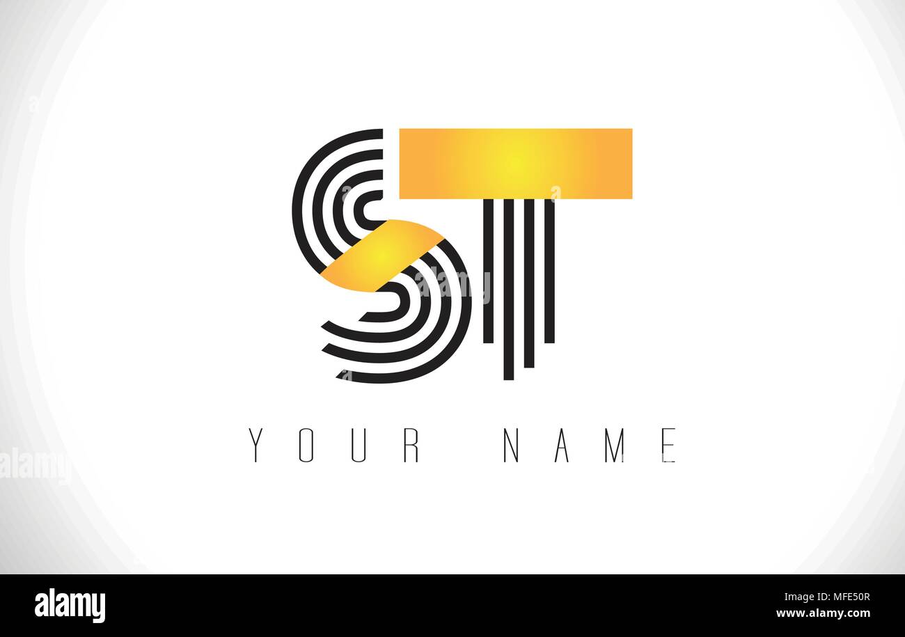 ST Black Lines Letter Logo. Creative Line Letters Design Vector ...