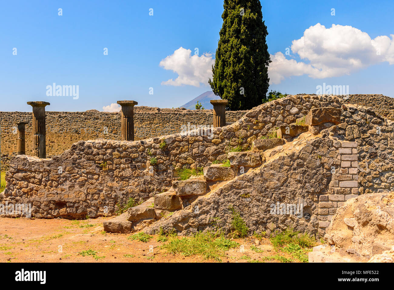 Destroyed architecture of Pompeii, an ancient Roman town destroyed by ...