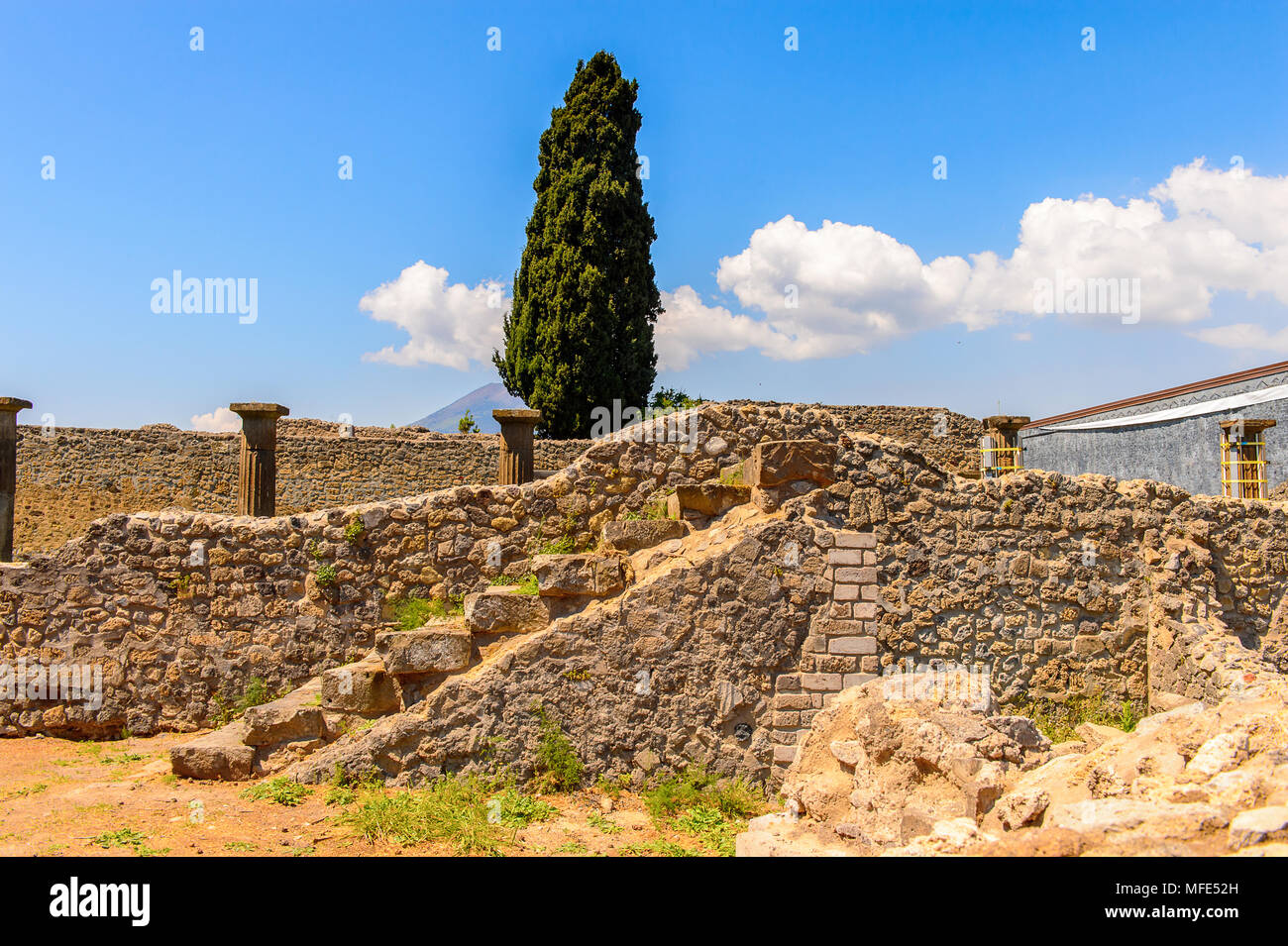 Destroyed architecture of Pompeii, an ancient Roman town destroyed by ...