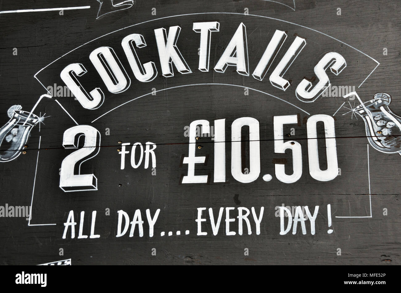 Cocktails special offer promotion outside a pub Stock Photo - Alamy