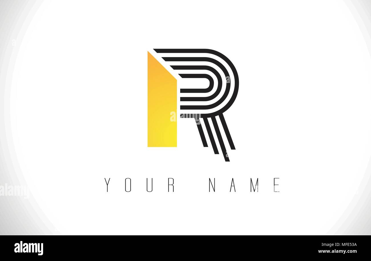 R Black Lines Letter Logo. Creative Line Letters Design Vector Template ...