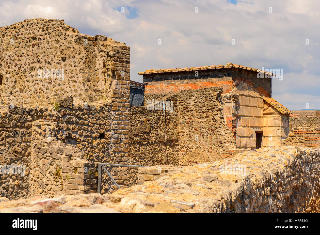 Destroyed architecture of Pompeii, an ancient Roman town destroyed by ...