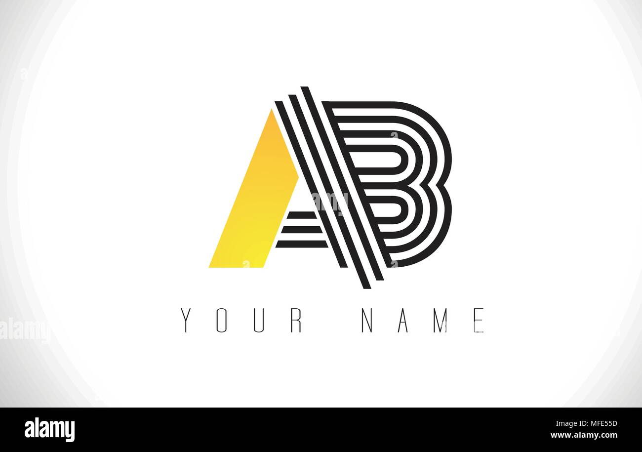 AB Black Lines Letter Logo. Creative Line Letters Design Vector ...
