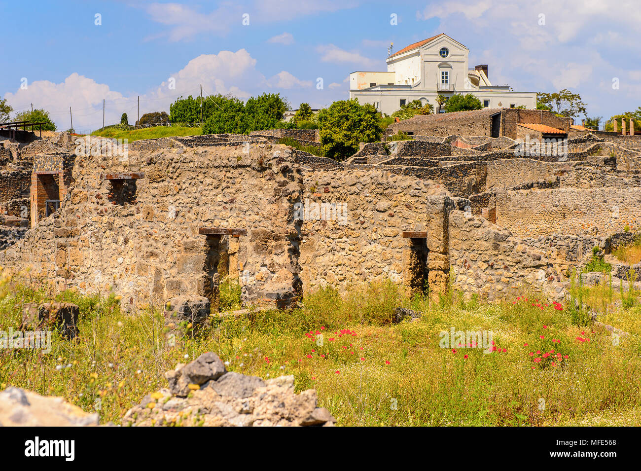 Destroyed architecture of Pompeii, an ancient Roman town destroyed by ...