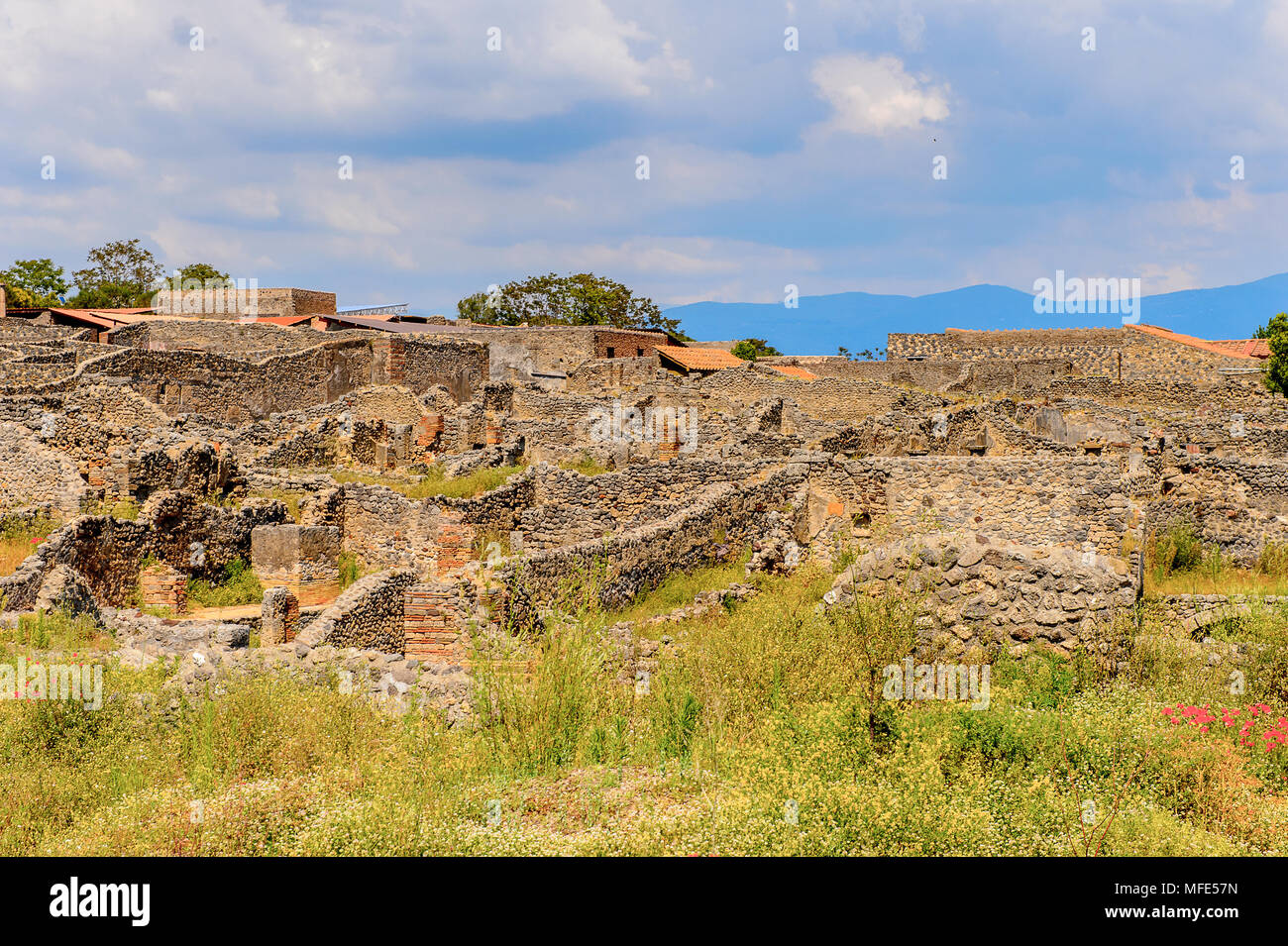 Destroyed architecture of Pompeii, an ancient Roman town destroyed by ...
