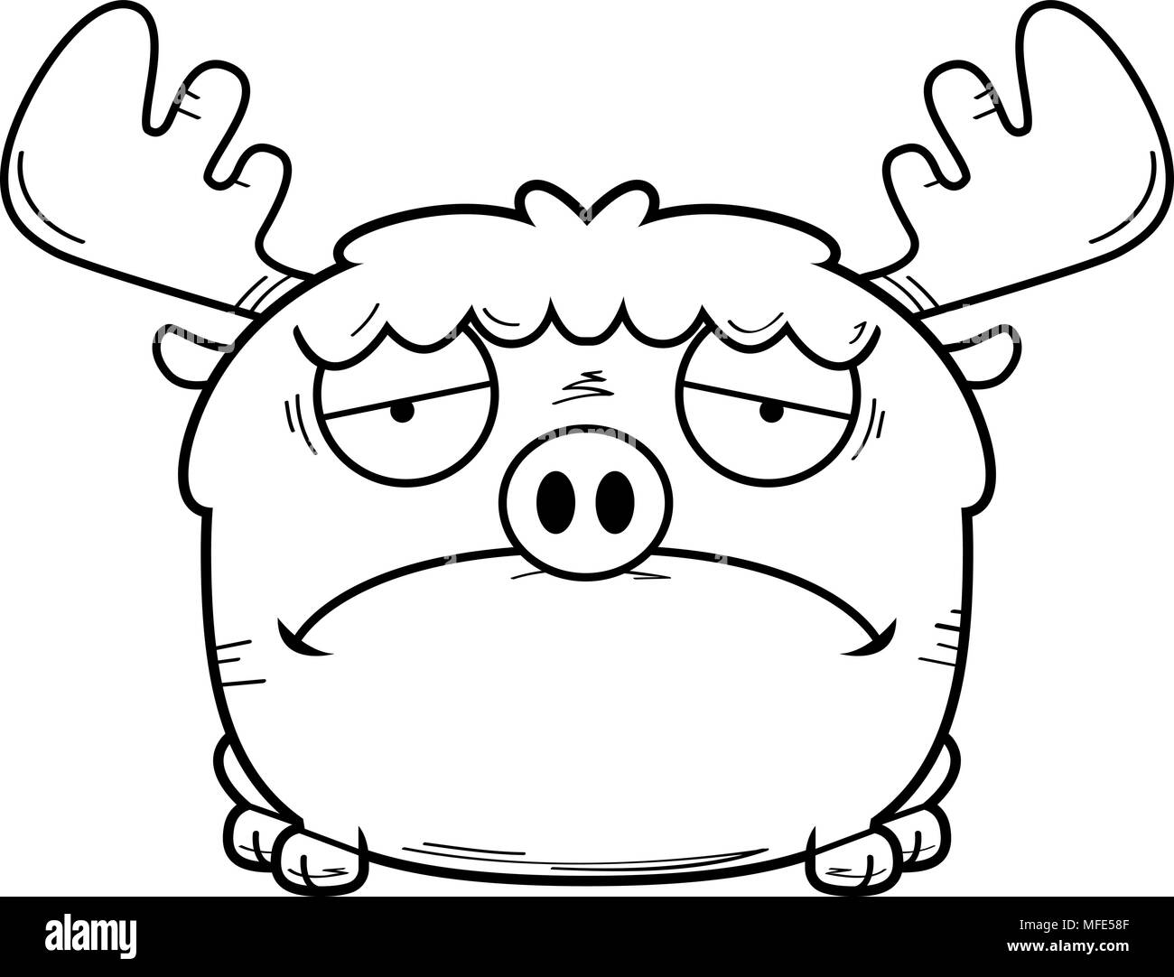 A cartoon illustration of a moose with a sad expression Stock Vector ...