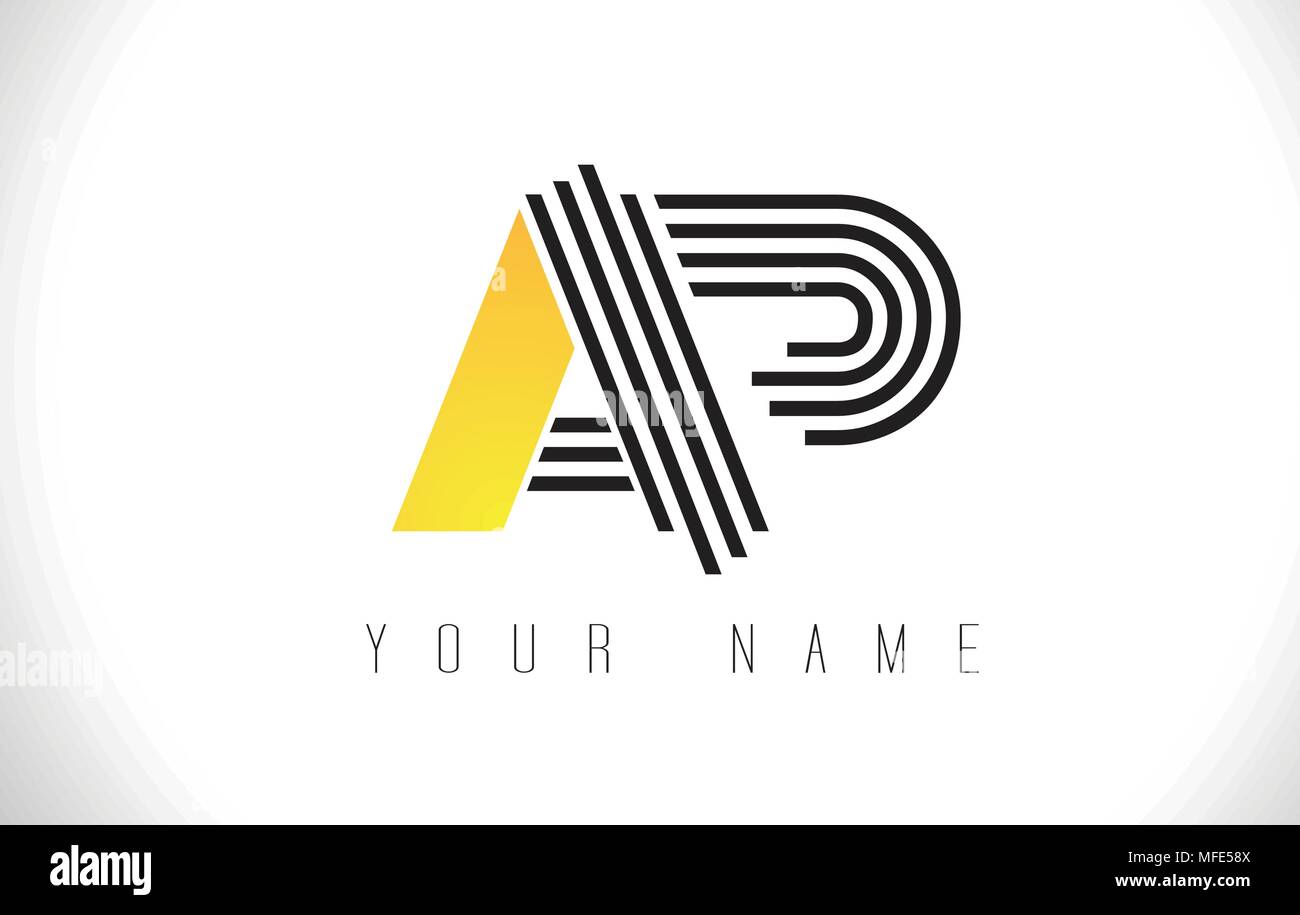 AP Black Lines Letter Logo. Creative Line Letters Design Vector ...