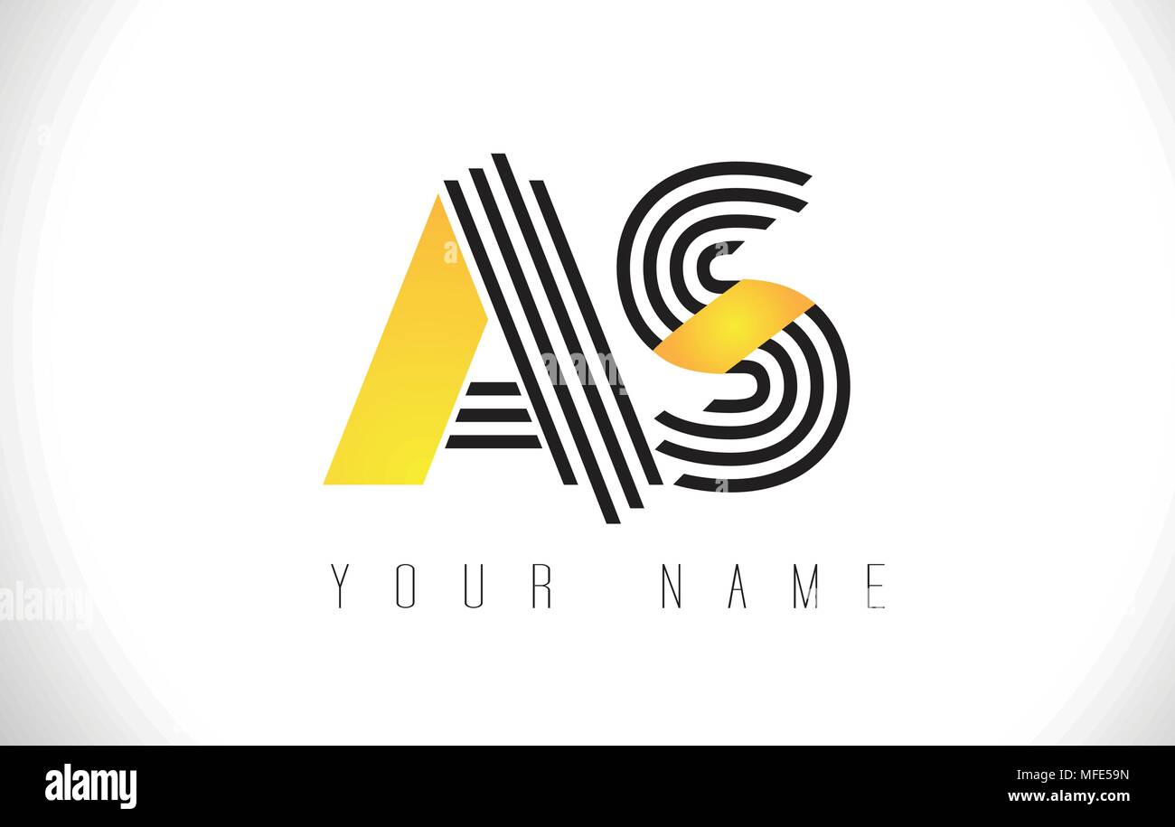 AS Black Lines Letter Logo. Creative Line Letters Design Vector ...