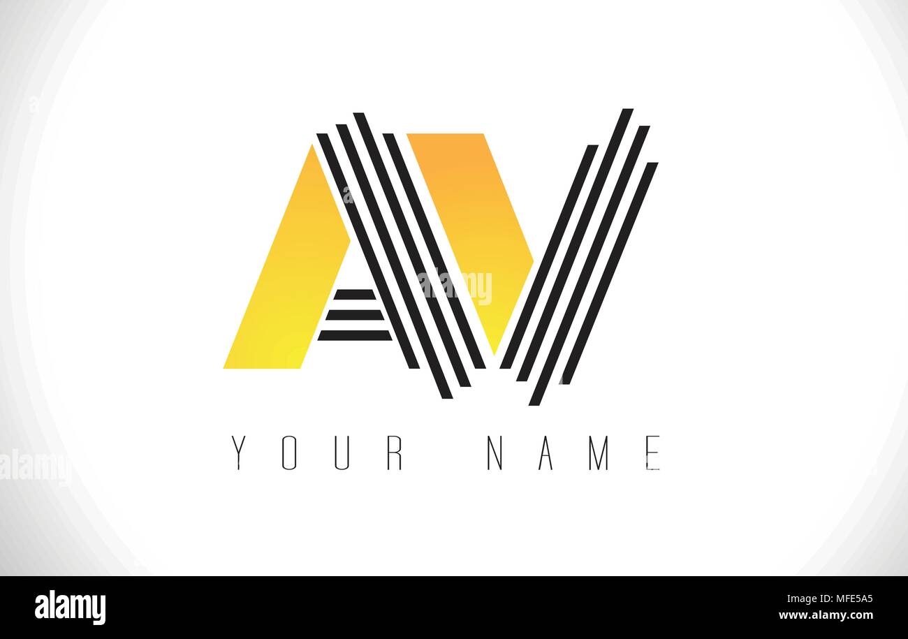 AV Black Lines Letter Logo. Creative Line Letters Design Vector ...