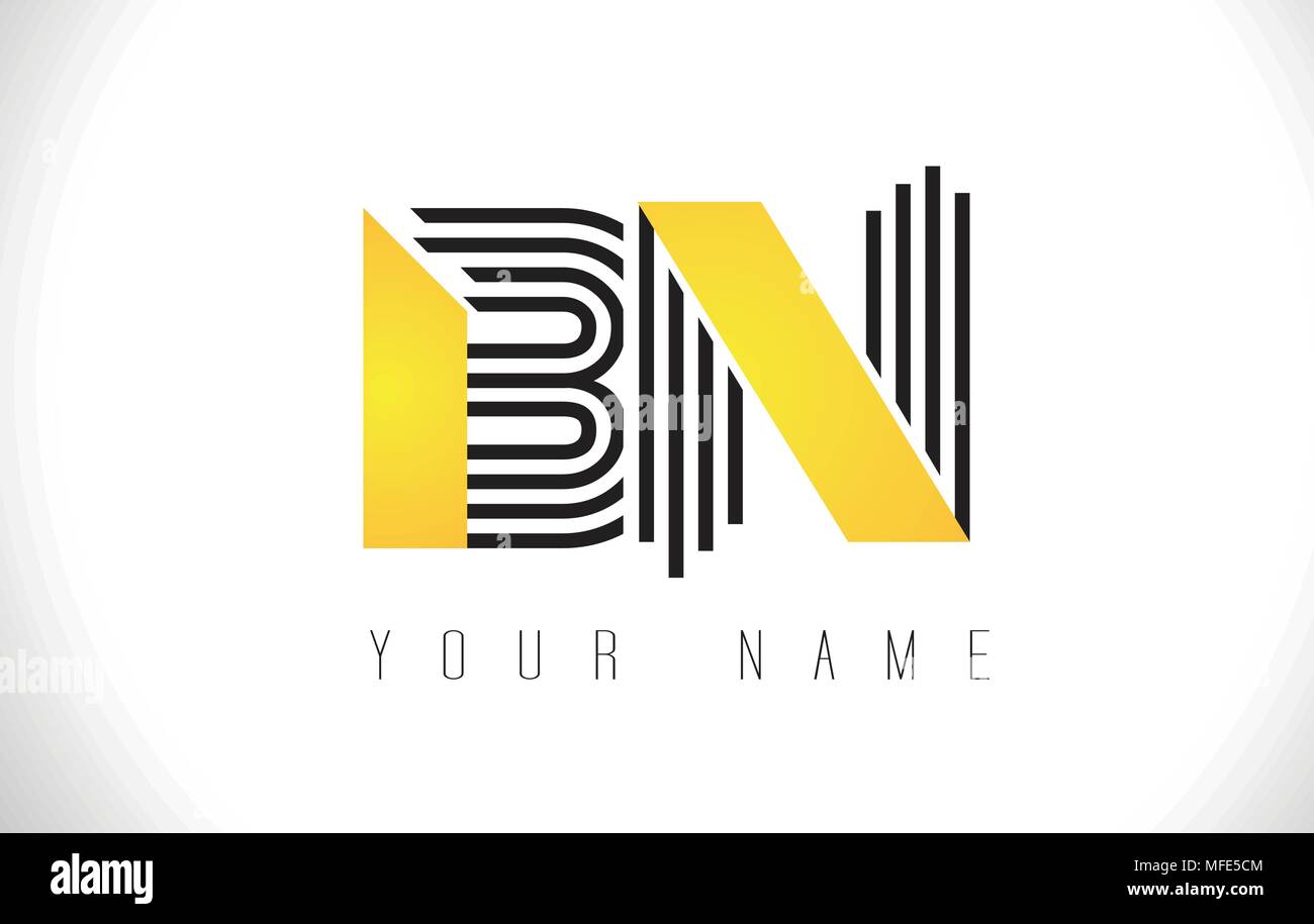 BN Black Lines Letter Logo. Creative Line Letters Design Vector ...