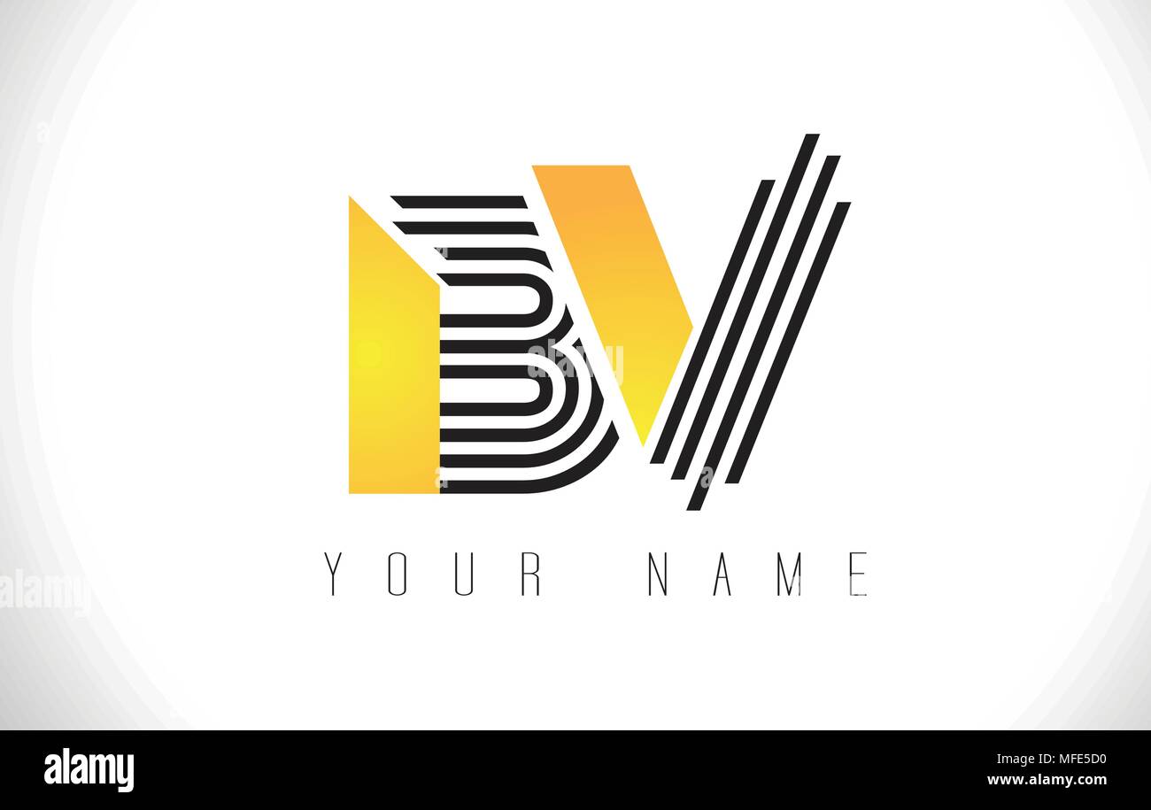 BV Black Lines Letter Logo. Creative Line Letters Design Vector ...