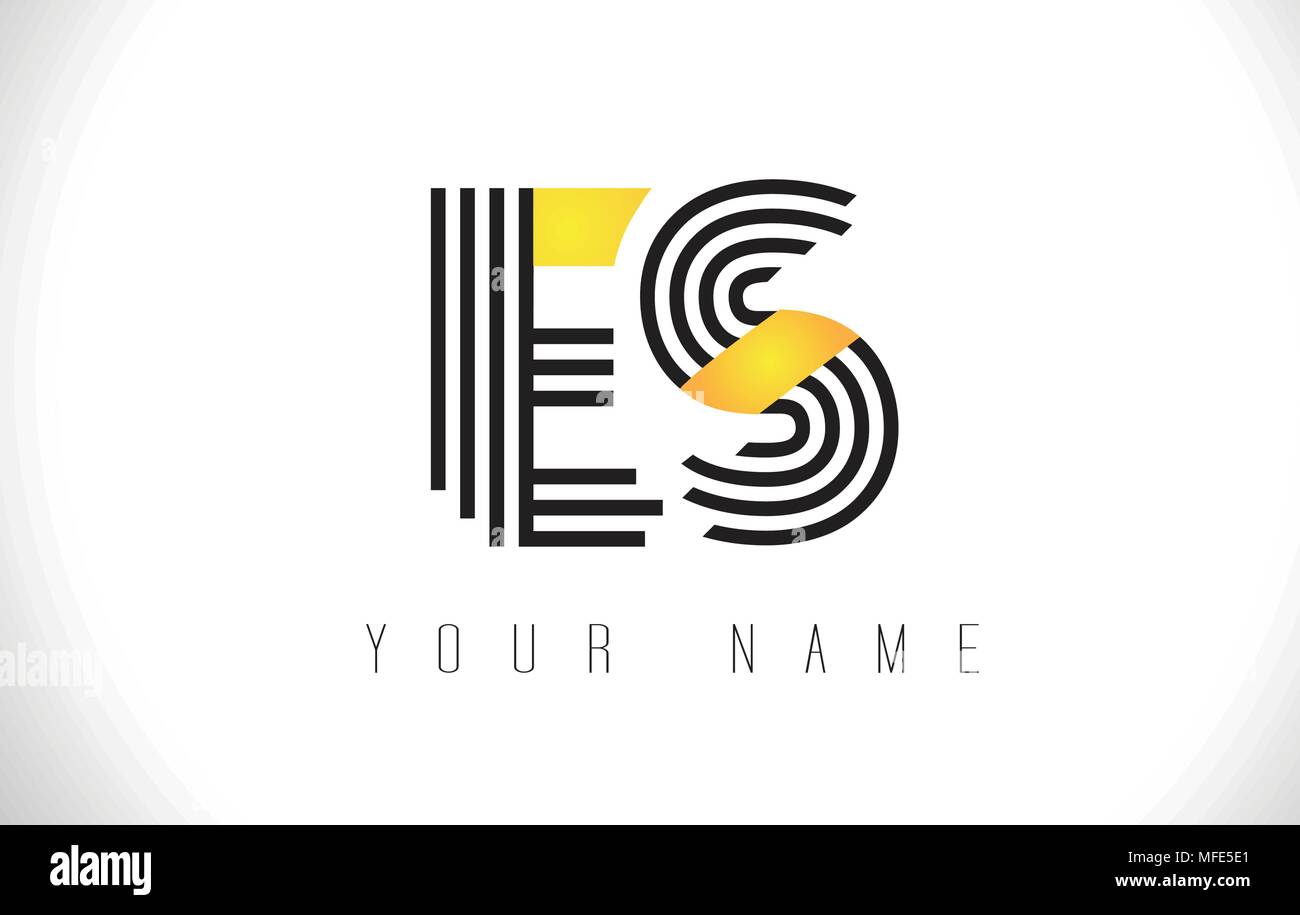 ES Black Lines Letter Logo. Creative Line Letters Design Vector ...