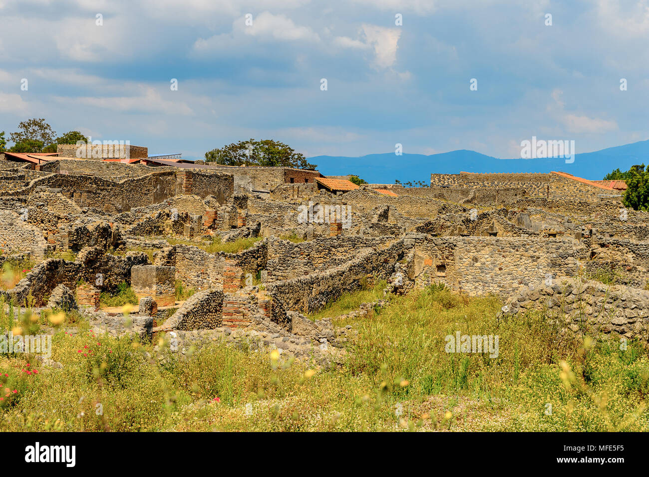 Destroyed architecture of Pompeii, an ancient Roman town destroyed by ...