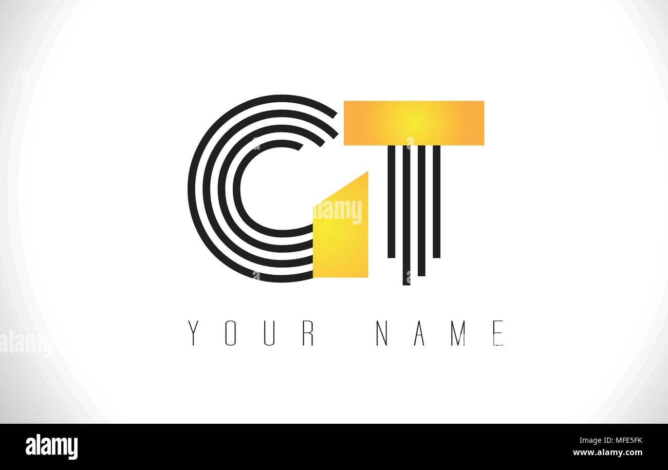 GT Black Lines Letter Logo. Creative Line Letters Design Vector ...