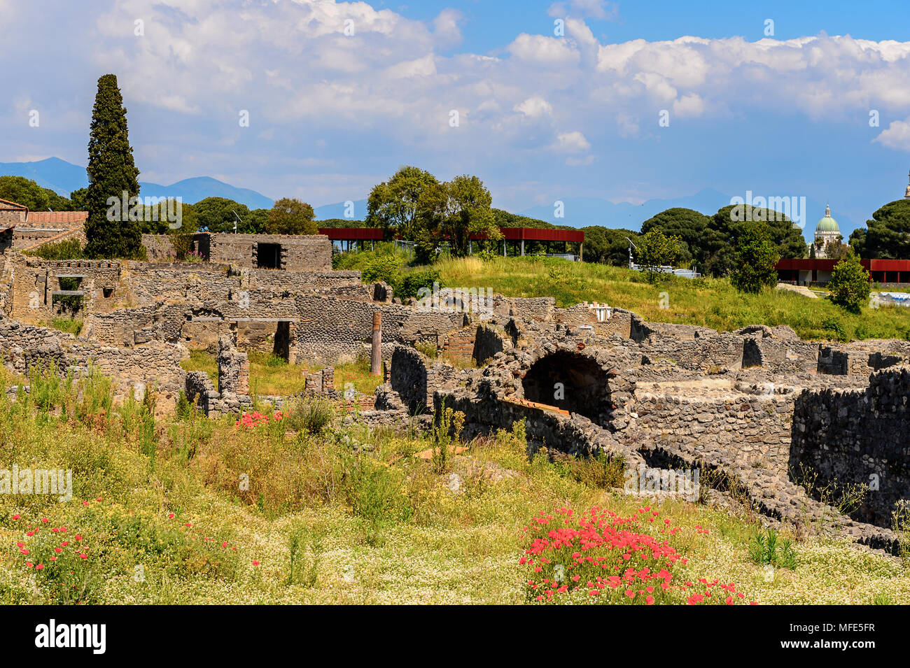 Destroyed architecture of Pompeii, an ancient Roman town destroyed by ...