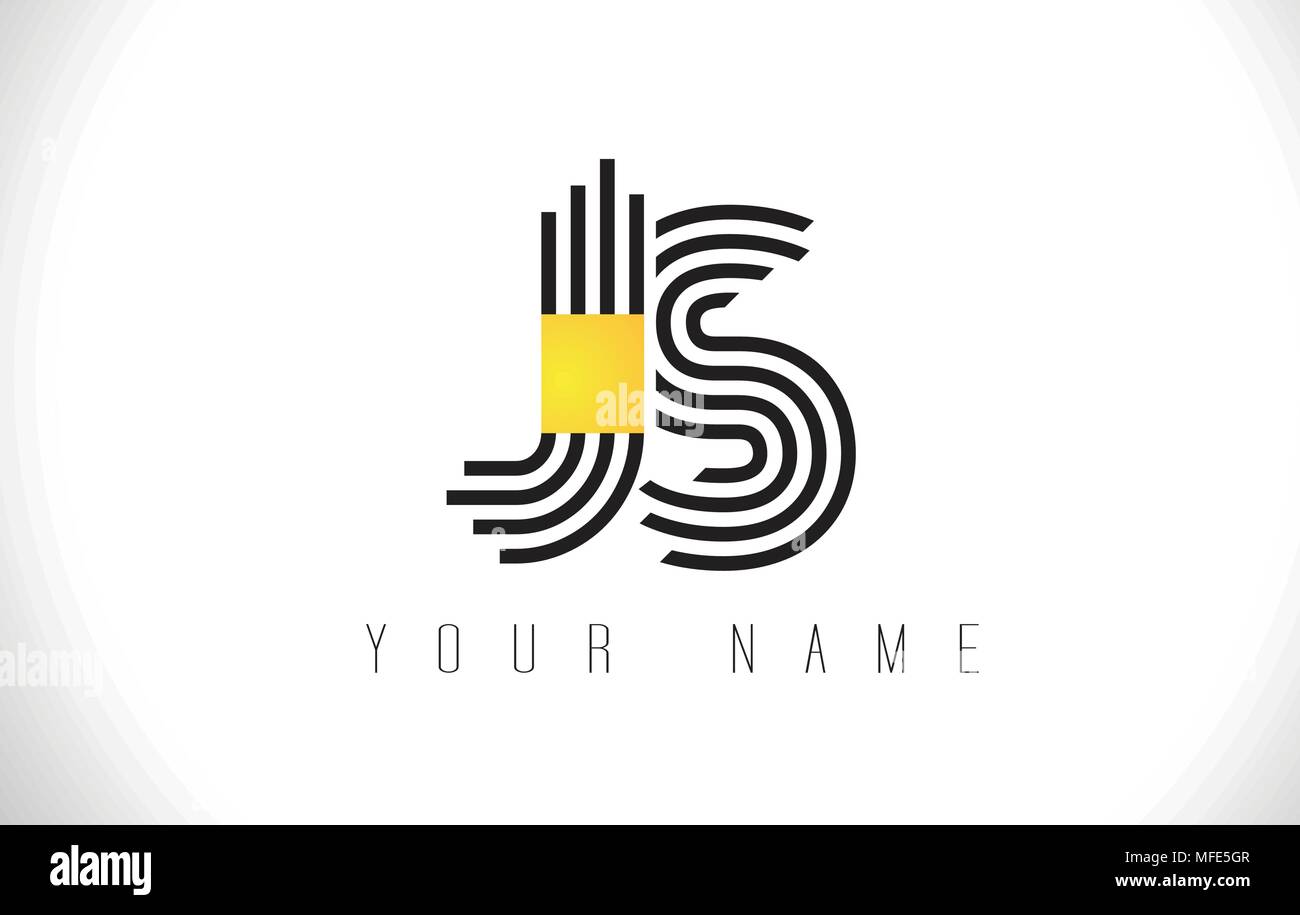 JS Black Lines Letter Logo. Creative Line Letters Design Vector ...