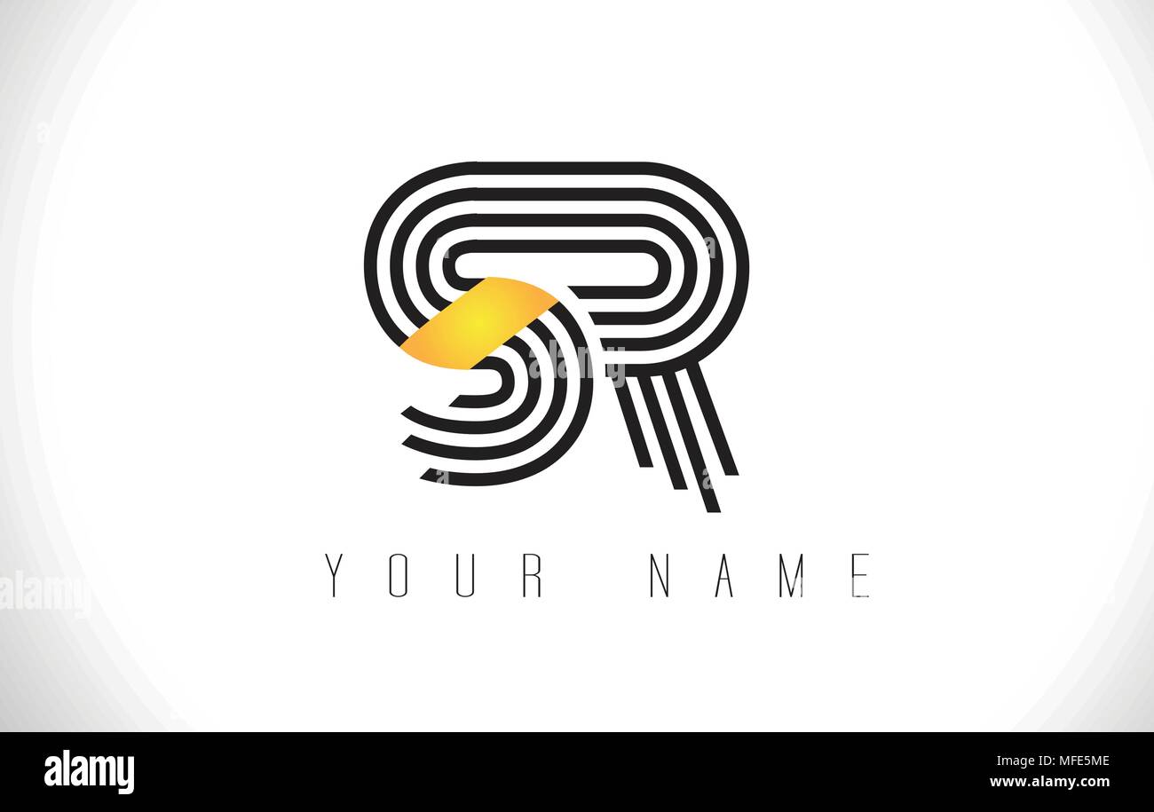 SR Black Lines Letter Logo. Creative Line Letters Design Vector ...