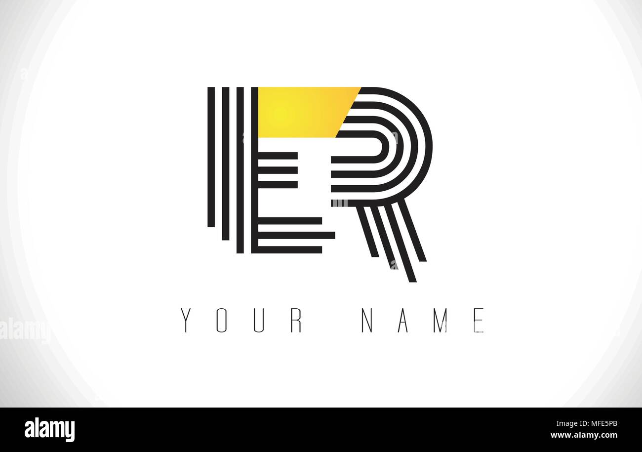 ER Black Lines Letter Logo. Creative Line Letters Design Vector ...