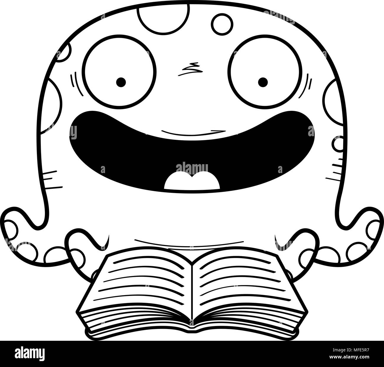 A cartoon illustration of an octopus reading a book Stock Vector Image ...