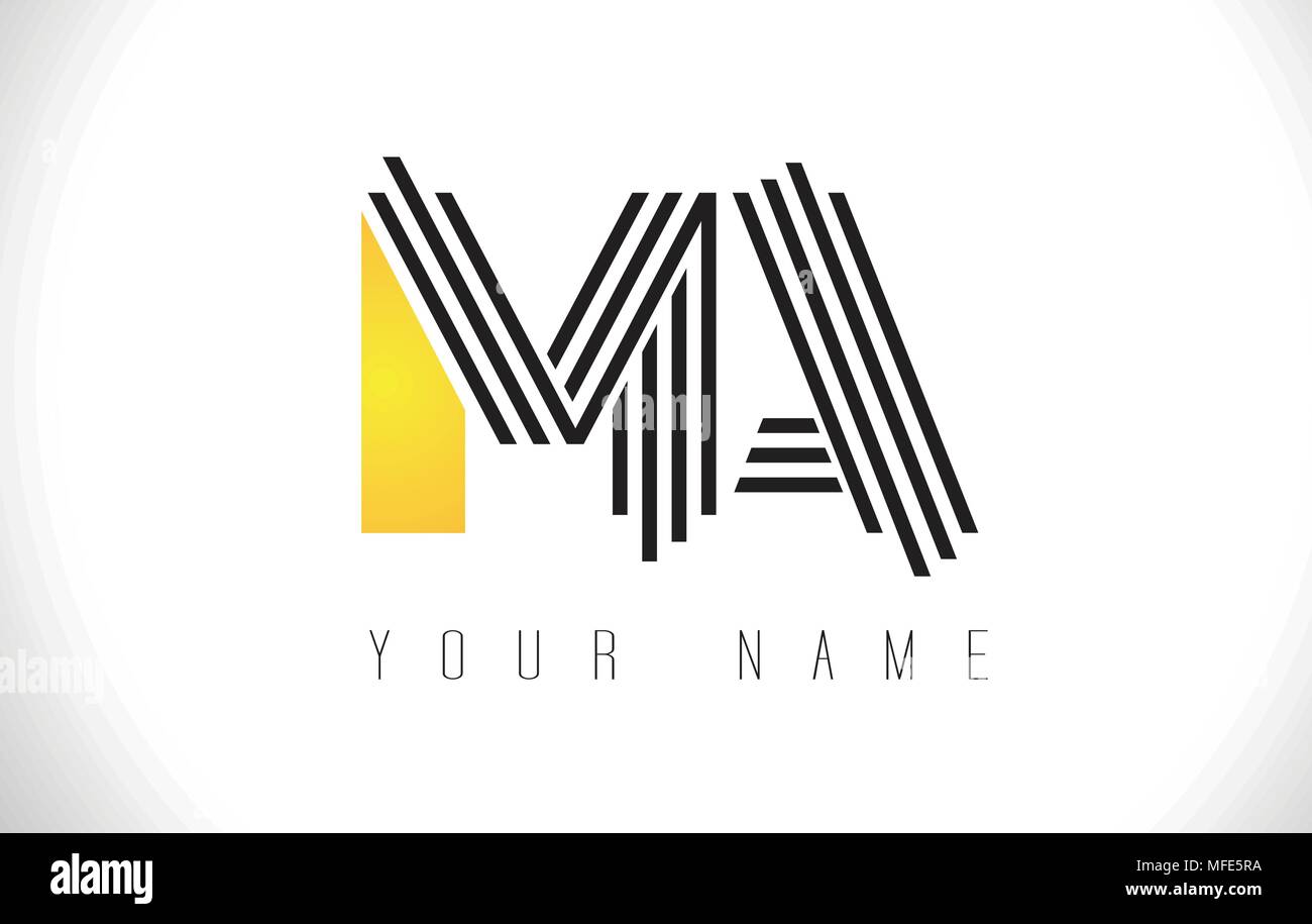 MA Black Lines Letter Logo. Creative Line Letters Design Vector ...