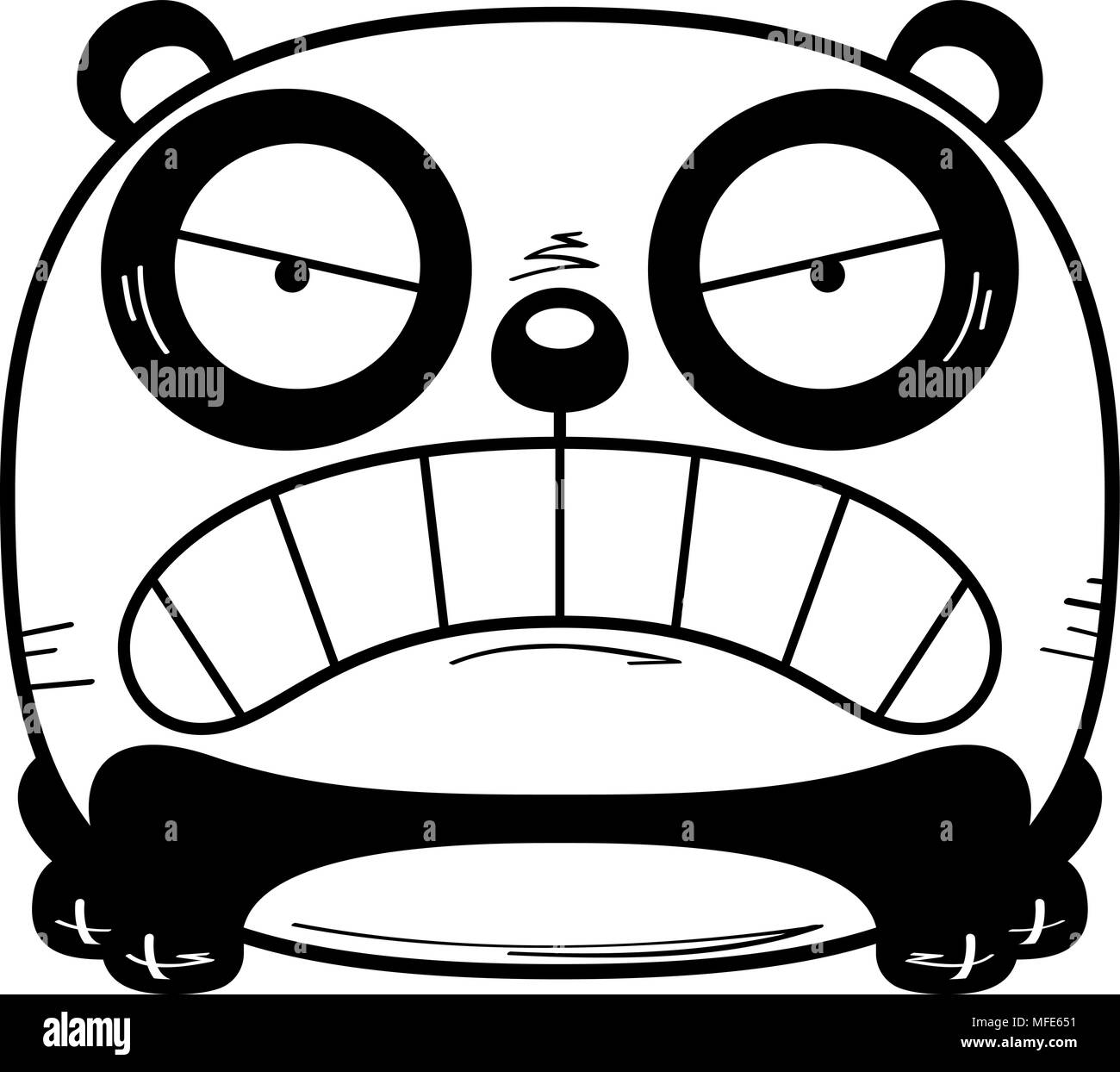 A cartoon illustration of a panda cub with an angry expression Stock ...
