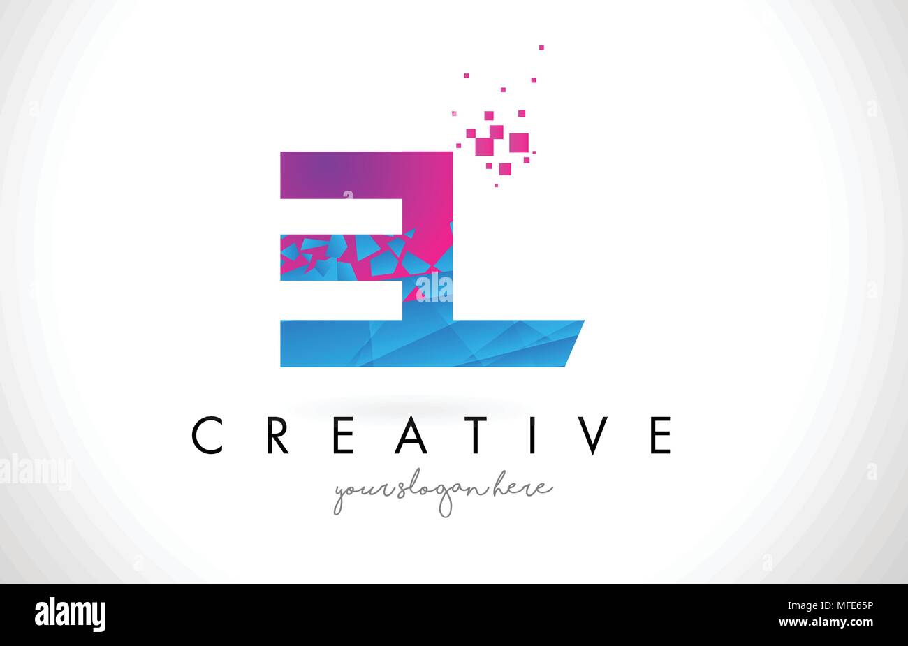 EL E L Letter Logo with Broken Shattered Blue Pink Triangles Texture ... EL E L Letter Logo with Broken Shattered Blue Pink Triangles Texture ...