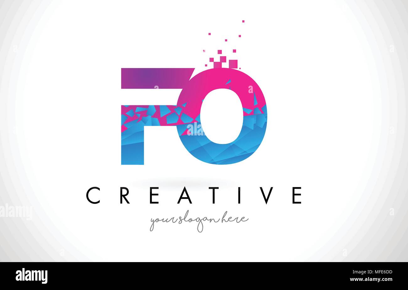 FO F O Letter Logo with Broken Shattered Blue Pink Triangles Texture ... FO F O Letter Logo with Broken Shattered Blue Pink Triangles Texture ...