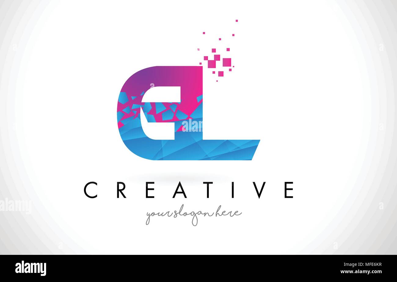 GL G L Letter Logo with Broken Shattered Blue Pink Triangles Texture ...