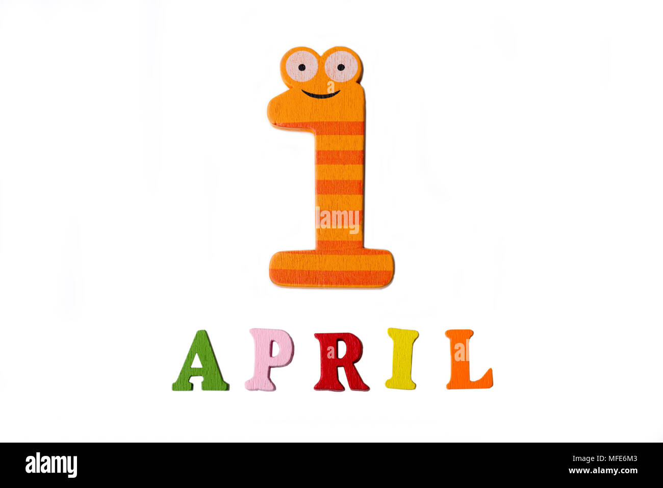 April 1, on a white background made of numbers and letters. Calendar ...