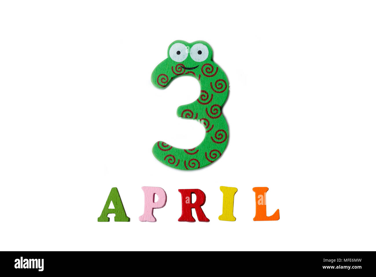On April 3, the white background of numbers and letters. Calendar Stock ...