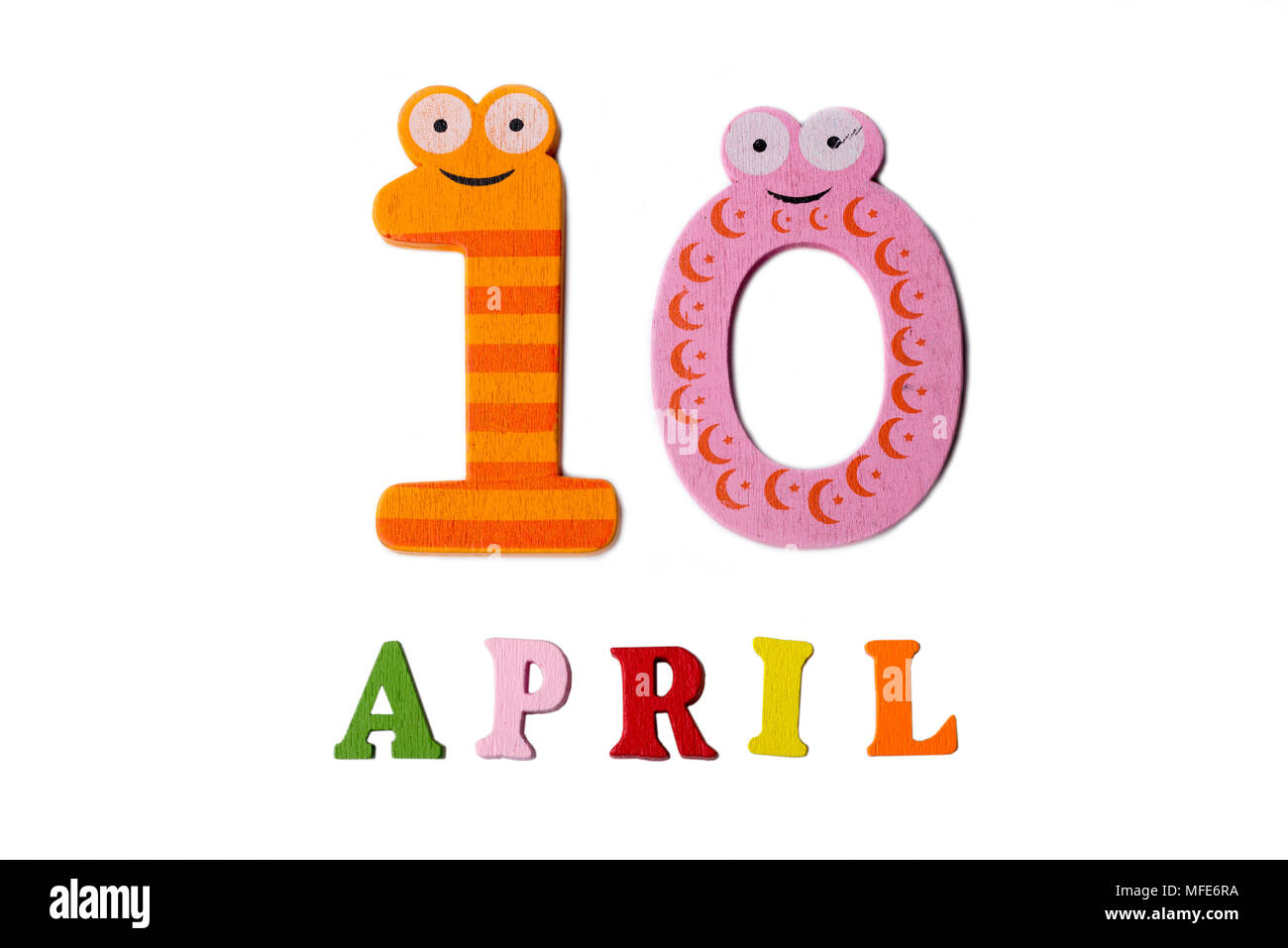 April 10 on a white background of numbers and letters. Calendar Stock ...