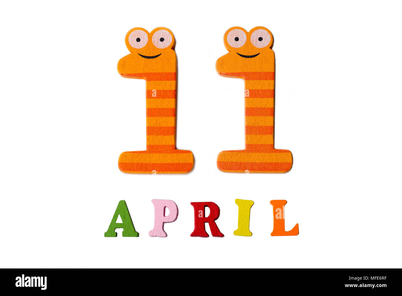 April 11, on a white background of numbers and letters. Calendar Stock ...