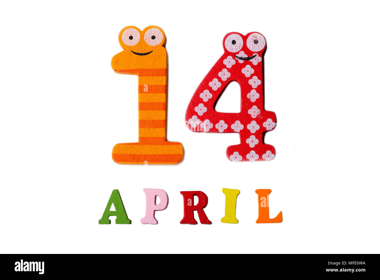 April 14 on a white background of numbers and letters. Calendar Stock ...