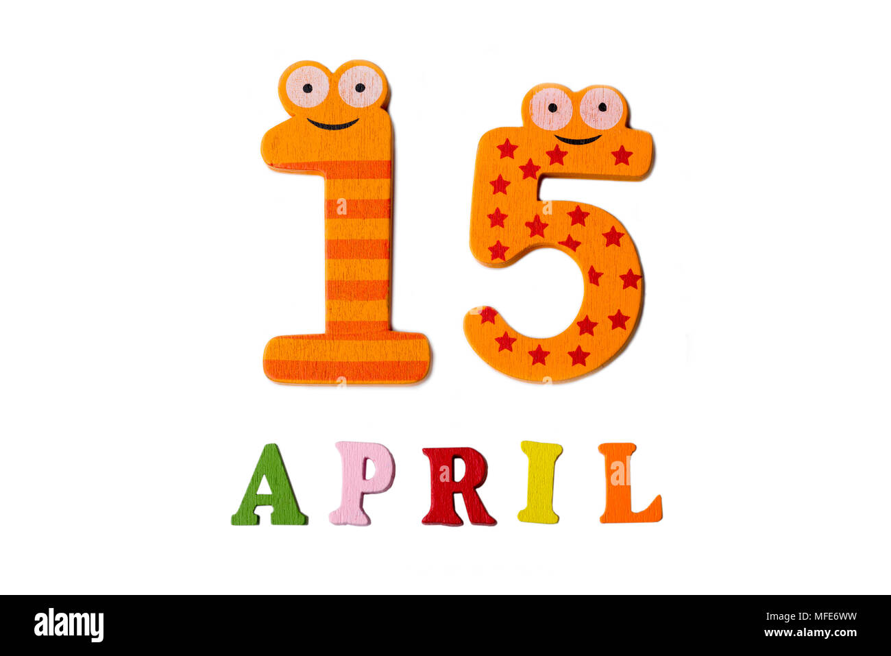 April 15 on a white background of numbers and letters. Calendar Stock ...